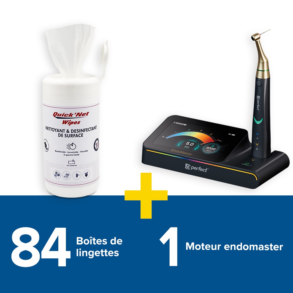 84 boîtes de 100 lingettes Quick'Net + 1 moteur EndoMaster | MEGA Dental